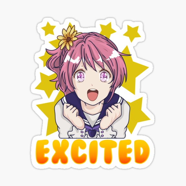 "Cute Anime Japanese Girl Manga Excited Face" Sticker for Sale by ...