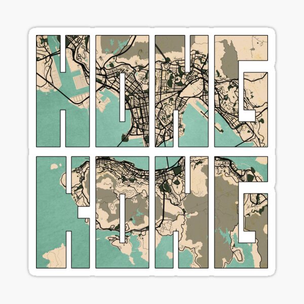 "Hong Kong City Map - Vintage" Sticker for Sale by deMAP | Redbubble