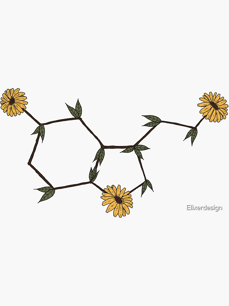 "Serotonin molecule flowers floral design" Sticker for Sale by ...