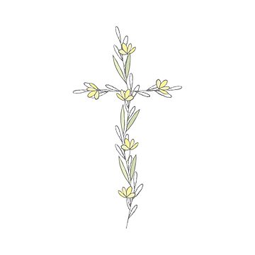"Cross With Yellow Flowers" Sticker for Sale by walk-by-faith | Redbubble