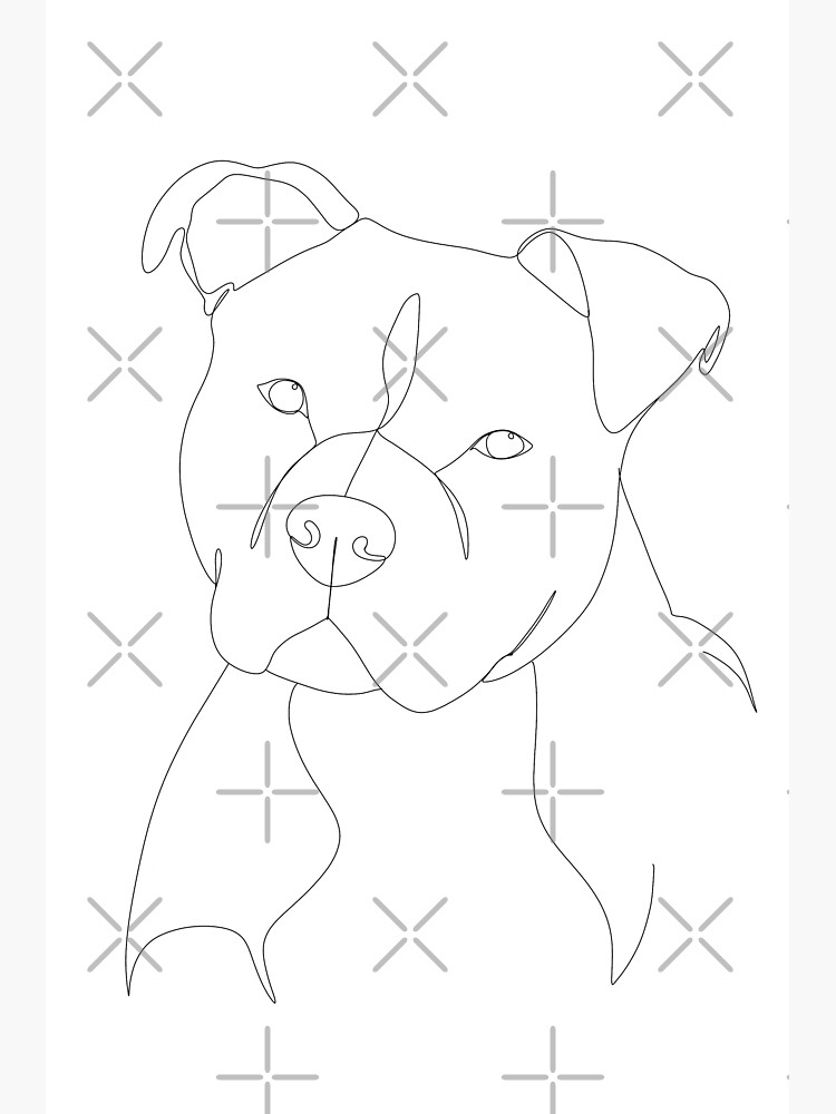 "Pitbull . Single Line Drawing" Art Print for Sale by primapixie ...