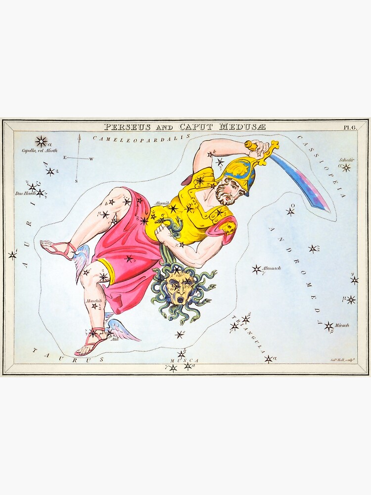 Antique Constellation Map Of Perseus, Caput Medusæ Premium Matte ...