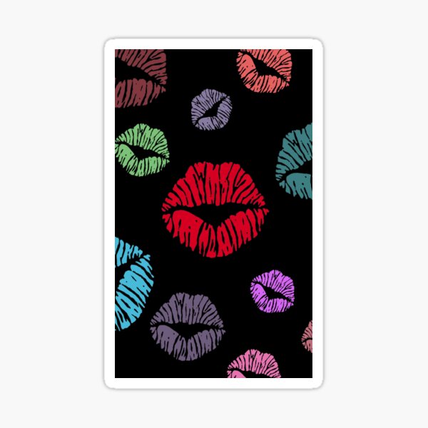 "Kisses - black bg" Sticker by AlexKLongDesign | Redbubble