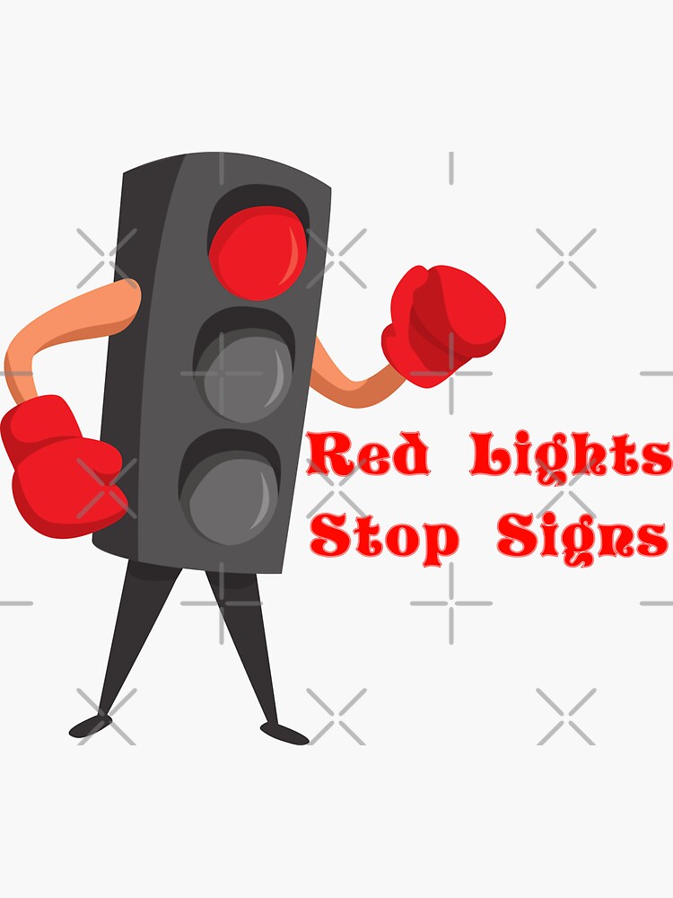 "Red Lights Stop Signs,01" Sticker for Sale by Mahmoudqkl | Redbubble