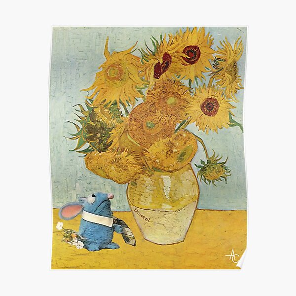 "Tutter with Sunflowers" Poster for Sale by annmr-ia | Redbubble