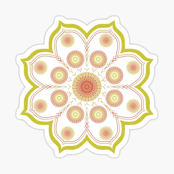 "Mandala art black yellow red " Sticker for Sale by Mimeographics ...