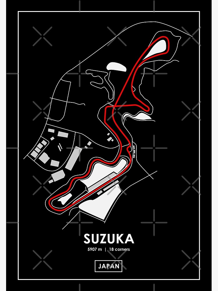"SUZUKA - JAPAN TRACK MAP 2.0 RED" Poster by andreanastasio | Redbubble