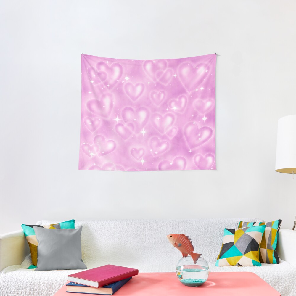 "PINK 90S HEART BACKDROP " Tapestry by yaaairrrinn | Redbubble