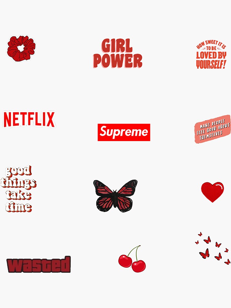 "Red Aesthetic Laptop Sticker Pack Of 12" Sticker for Sale by rojx2 ...