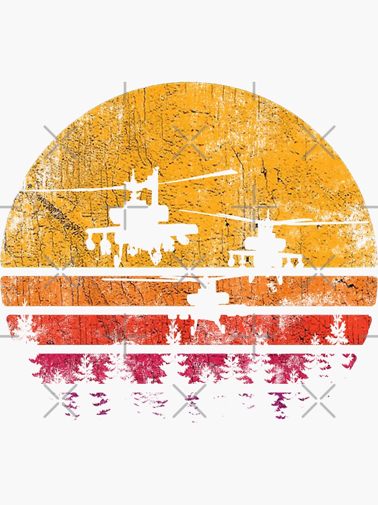 "Apache Helicopter AH64 Attack Helicopters Pilot Sunset Gif" Sticker ...