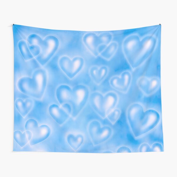 "BLUE 90S HEART BACKDROP " Tapestry by yaaairrrinn | Redbubble