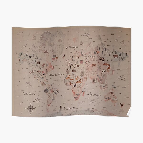 "Vintage Ocean Map " Poster by Msgiamaria | Redbubble