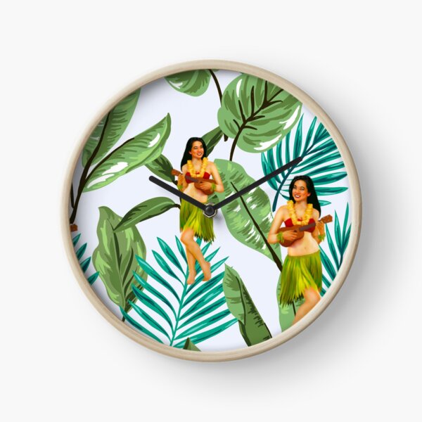 "Hawaiian Hula Girl" Clock for Sale by MarcSabuncu | Redbubble