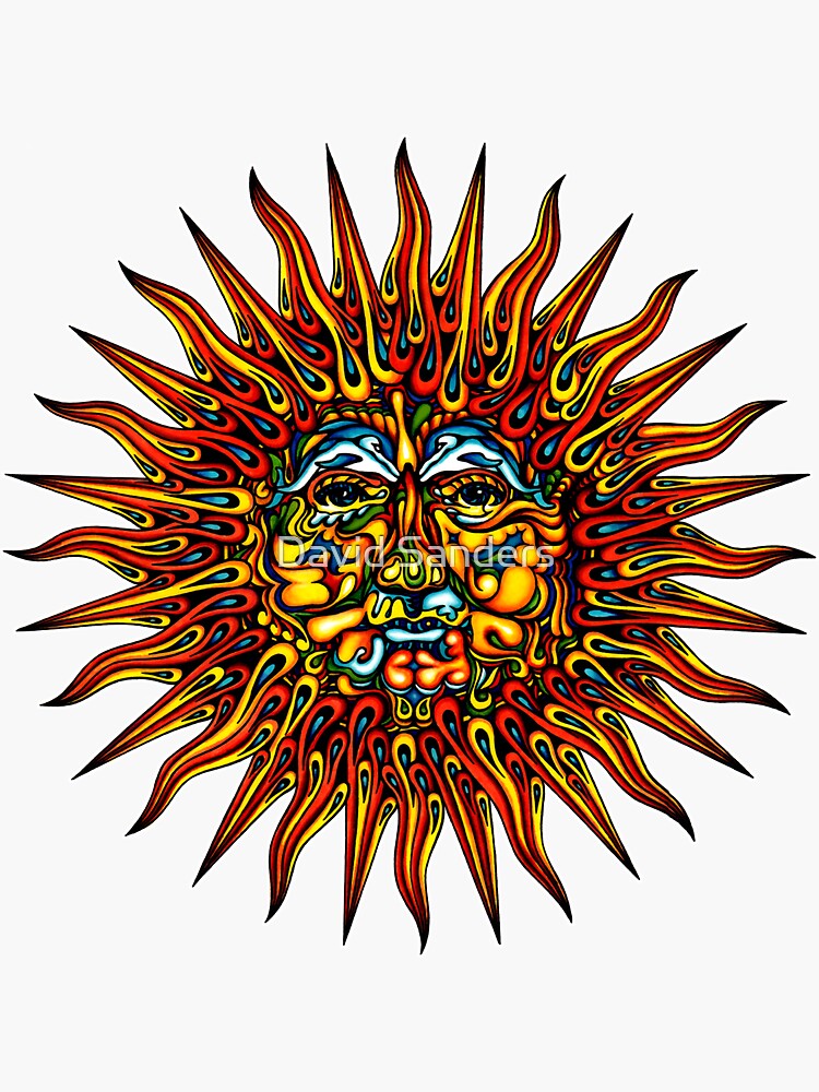"Psychedelic Sun" Sticker for Sale by sandersart | Redbubble