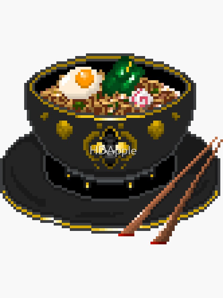 "Golden Ramen (Pixel Art) " Sticker by HDApple | Redbubble