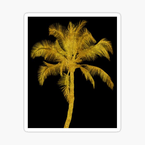 "Gold Palm Tree Faux Glitter Metallic Foil Tropical Palms Black ...