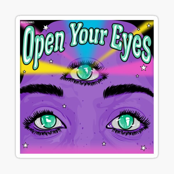 "Open Your Eyes All Seeing Eye Pop Art Cartoon" Sticker for Sale by ...