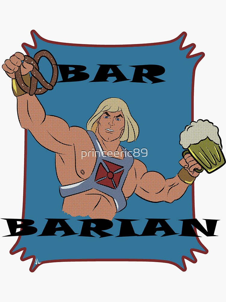 "Bar Barian Beer and Pretzels" Sticker for Sale by princeeric89 | Redbubble
