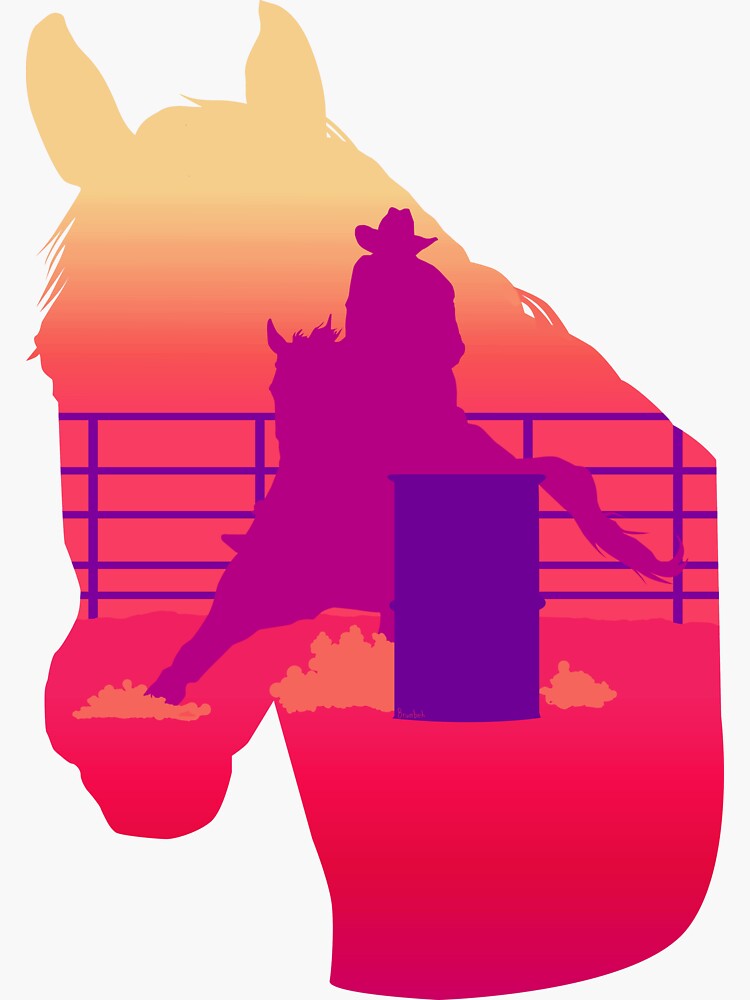"Barrel Racing Sunset" Sticker for Sale by brumbeh | Redbubble