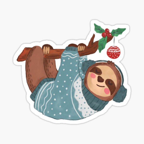 "Hanging Sloth" Sticker by afrapaints | Redbubble