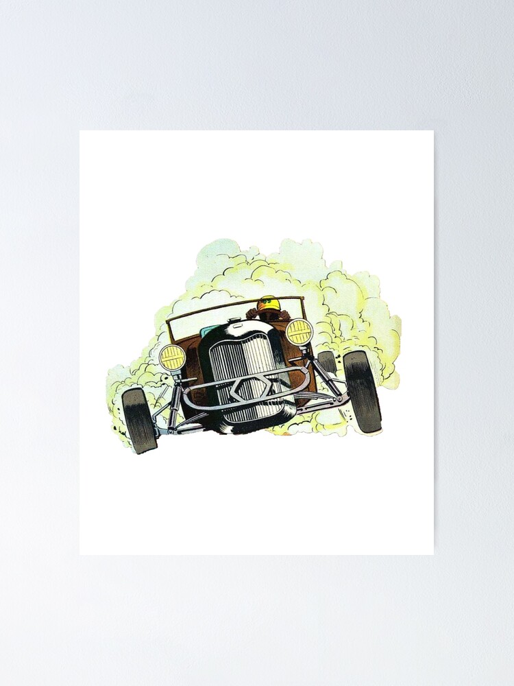 "Vintage Oldtimer Racing Car Comic Book Cutout Cover Artwork" Poster by ...