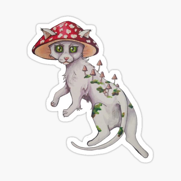 "Mushroom Cat" Sticker for Sale by RetroFangirl | Redbubble