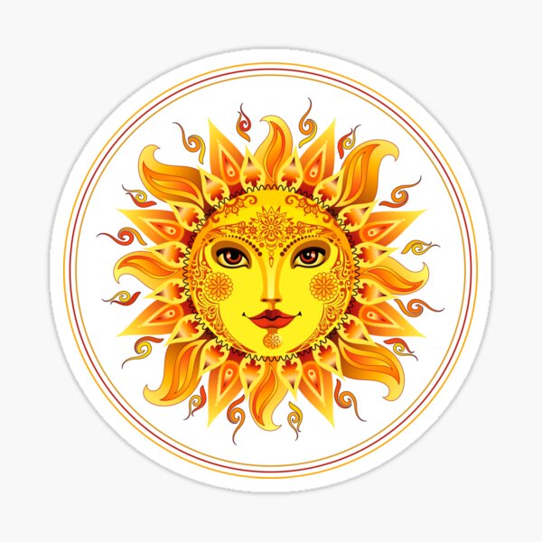 "Bright colorful decorated smiling sun" Sticker for Sale by headpossum ...