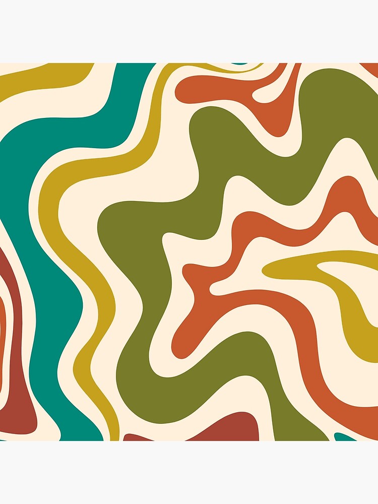 "Liquid Swirl Retro Abstract Pattern in Mid Mod Colours on Cream" Clock ...