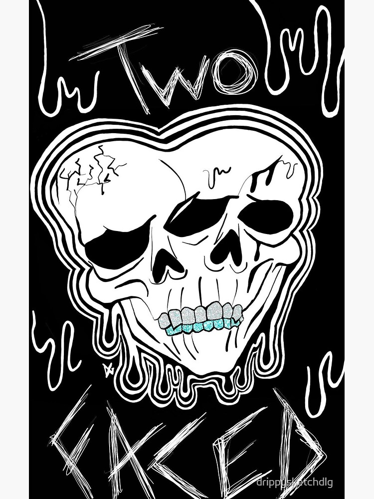 "Two Faced Skull Design " Sticker for Sale by drippysketchdlg | Redbubble