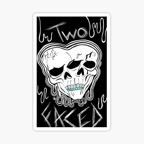 "Two Faced Skull Design " Sticker for Sale by drippysketchdlg | Redbubble