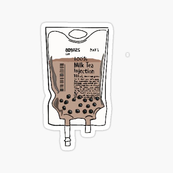 "Boba 100% milk tea injection " Sticker for Sale by Rosa :) | Redbubble
