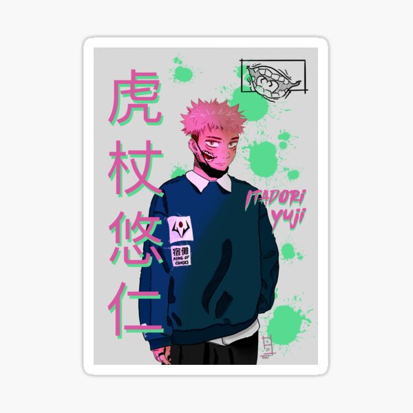 "Jujutsu Kaisen Yuji Itadori Streetwear Print" Sticker by LadyxViolet ...