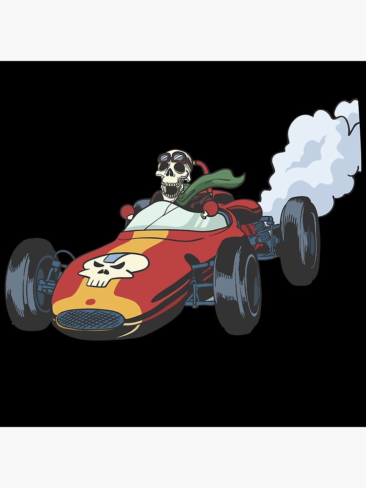 "Skeleton in a racing car" Art Print by ansgarhugo | Redbubble