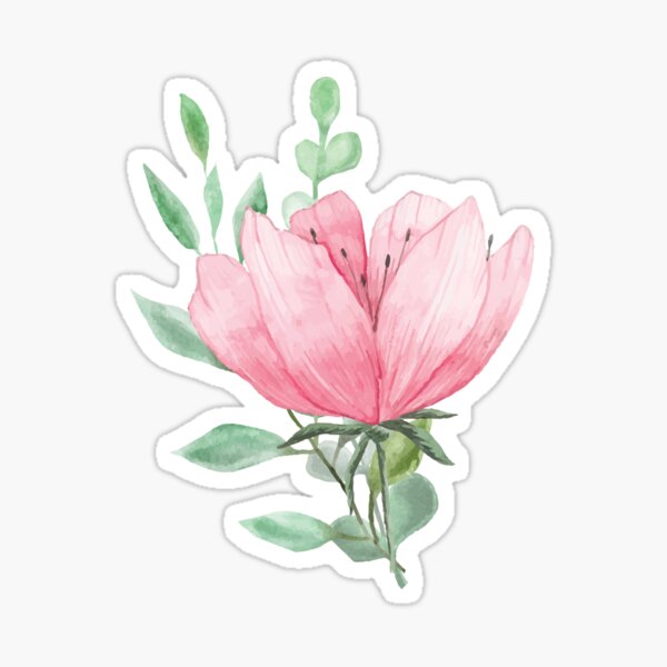 "Pink flower" Sticker by BlackIbis | Redbubble