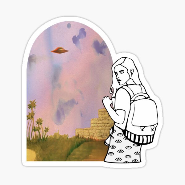 "Backpack Girl with Aliens " Sticker for Sale by fatttonywears | Redbubble