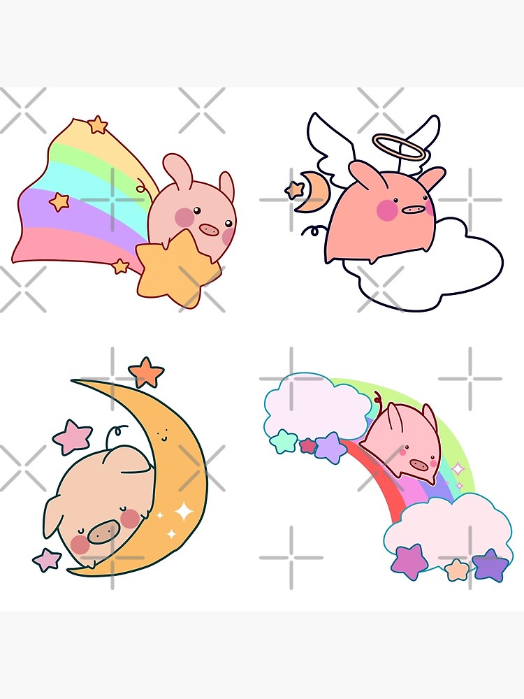 "Four Rainbow Moon Pigs" Poster by SaradaBoru | Redbubble