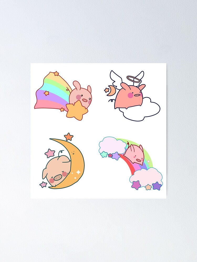 "Four Rainbow Moon Pigs" Poster by SaradaBoru | Redbubble