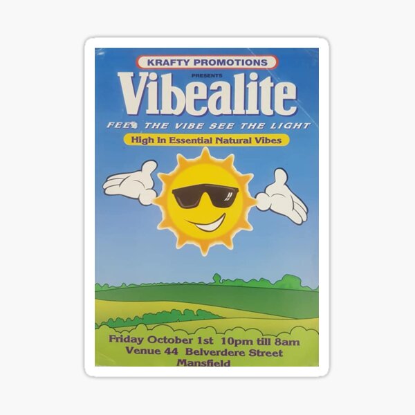 "Vibealite Rave Flyer" Sticker for Sale by AntiquePatriot | Redbubble