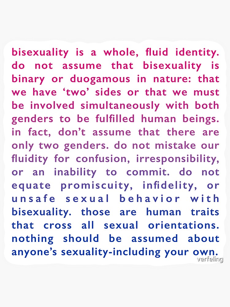"Bisexual manifesto with no background and bi letters" Sticker for Sale ...