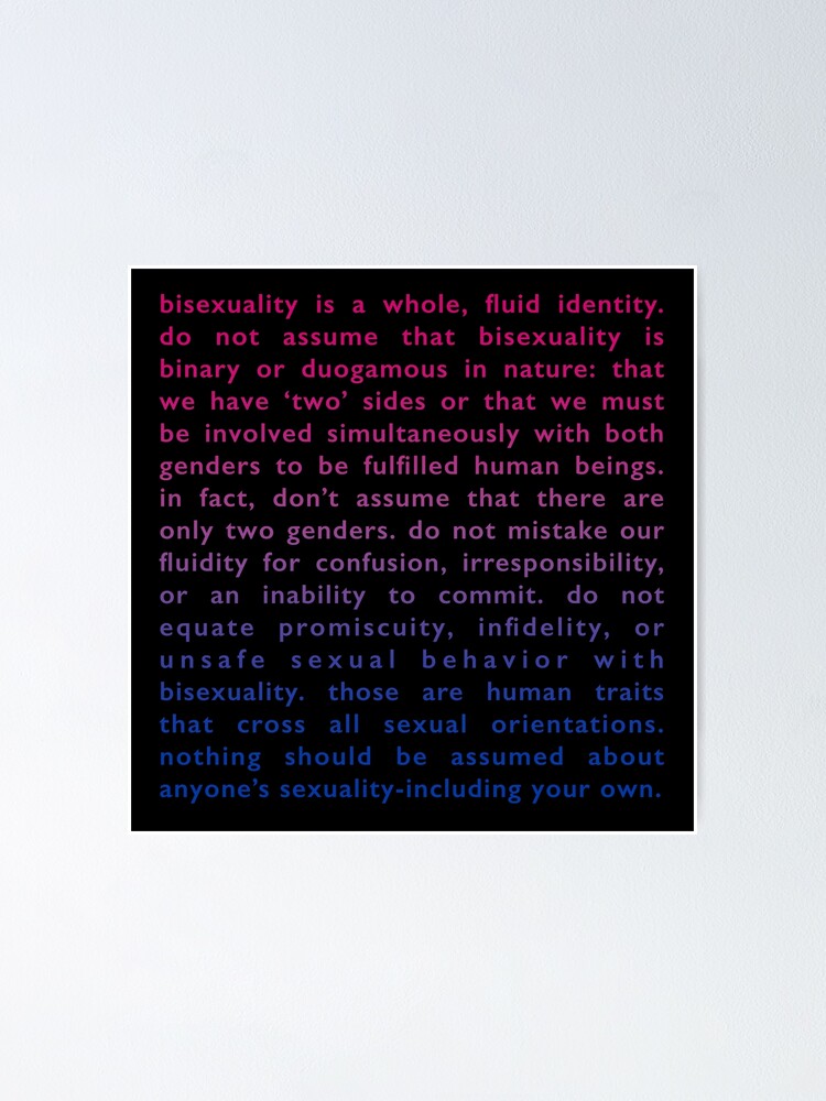 "Bisexual manifesto with black background and bi letters" Poster by ...