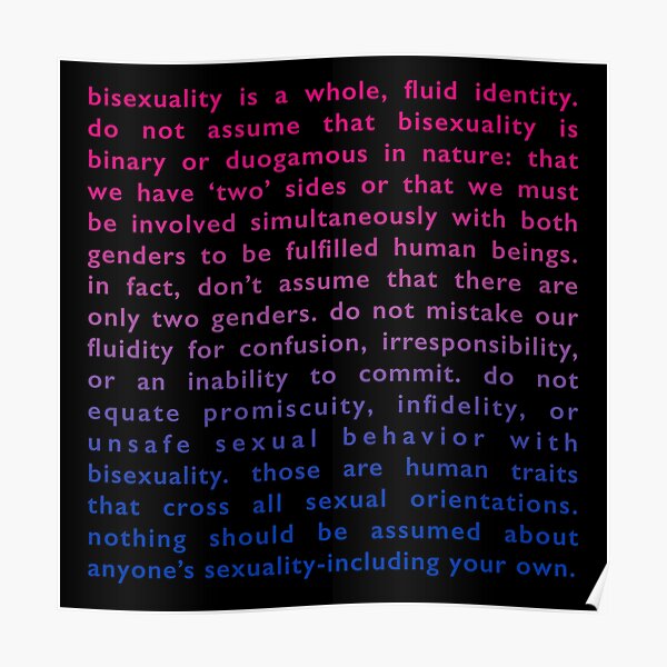 "Bisexual manifesto with black background and bi letters" Poster by ...