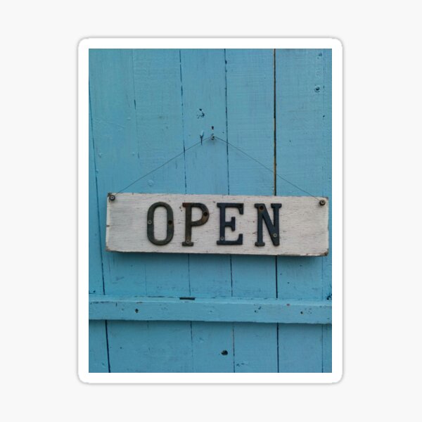 "OPEN" Sticker by TalBright | Redbubble