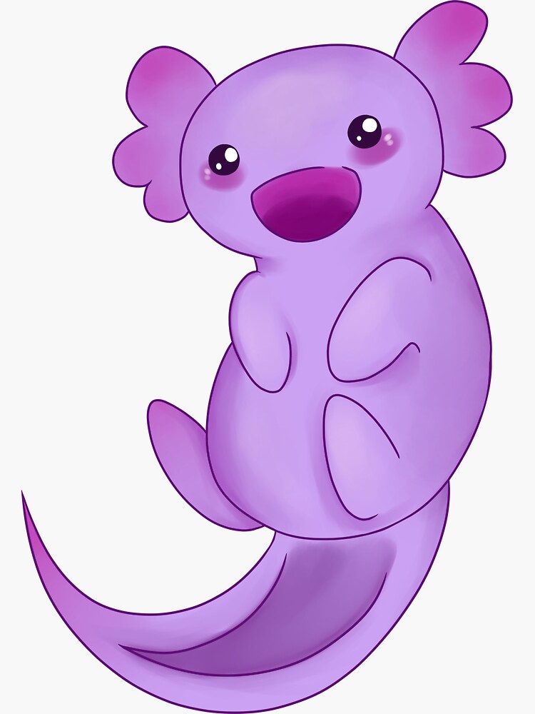 "Cute Cartoon Axolotl (Purple)" Sticker for Sale by CrypticK | Redbubble