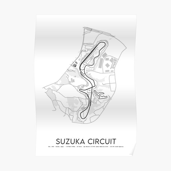 "Suzuka Circuit - Japanese Grand Prix Motor Racing Track Design" Poster ...