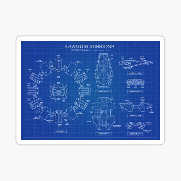 "Lazarus Mission Blueprint (Interstellar Movie)" Sticker for Sale by ...