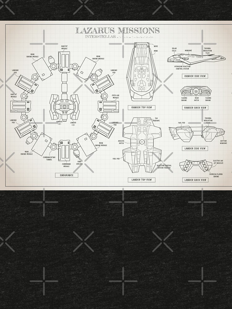 " Lazarus Mission - Interstellar Movie Blueprint Light Ivory" Tri-blend ...