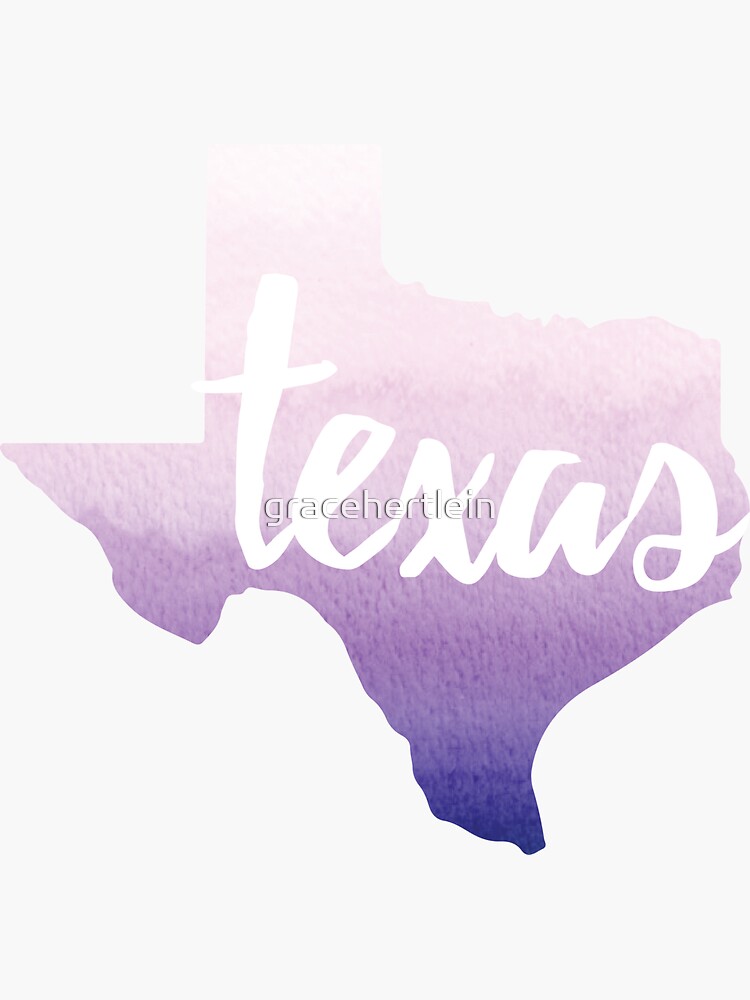 "Texas - purple watercolor" Sticker by gracehertlein | Redbubble