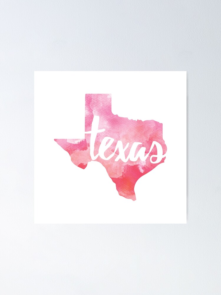 "Texas - pink watercolor" Poster by gracehertlein | Redbubble