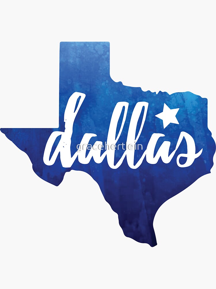 "Dallas, Texas - blue watercolor" Sticker for Sale by gracehertlein ...