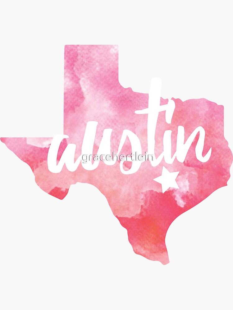 "Austin, Texas - pink watercolor" Sticker for Sale by gracehertlein ...